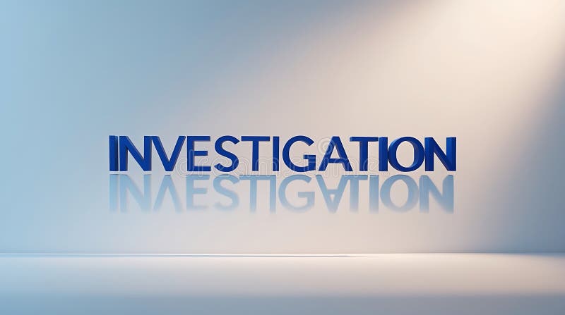 Investigation Text Reflecting on a Smooth Surface with a Clean Backdrop ...