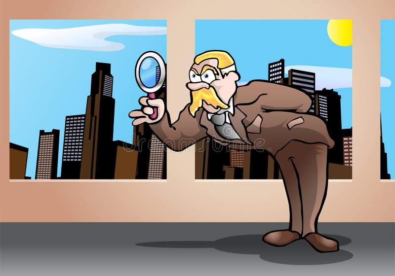 Investigating With Magnifying Glass Stock Illustration - Illustration ...