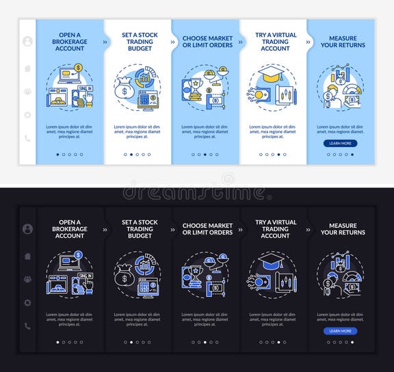 Investing Process Onboarding Vector Template Stock Vector - Illustration of market, profit ...
