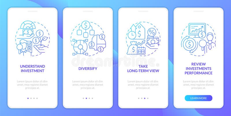 Investing Rules Blue Gradient Onboarding Mobile App Screen Stock Vector ...