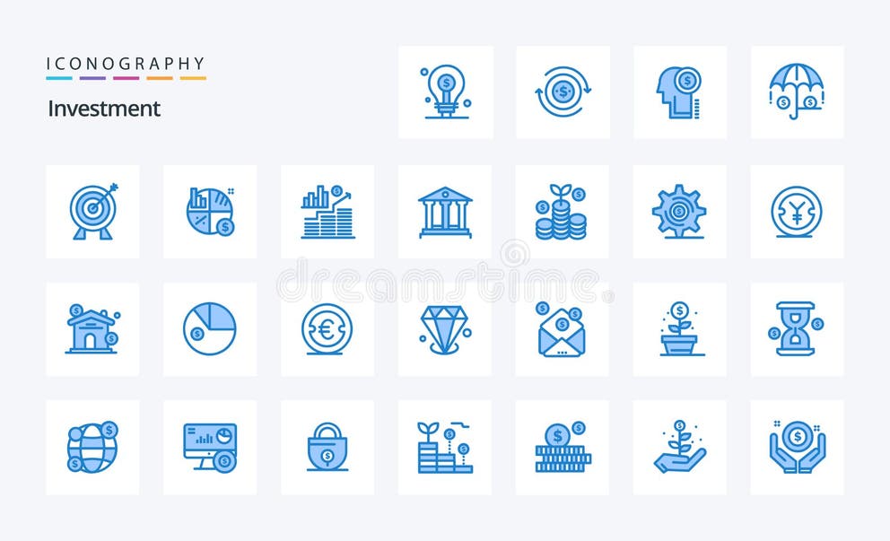 25 Investment Blue Icon Pack Stock Vector - Illustration of asset, data ...