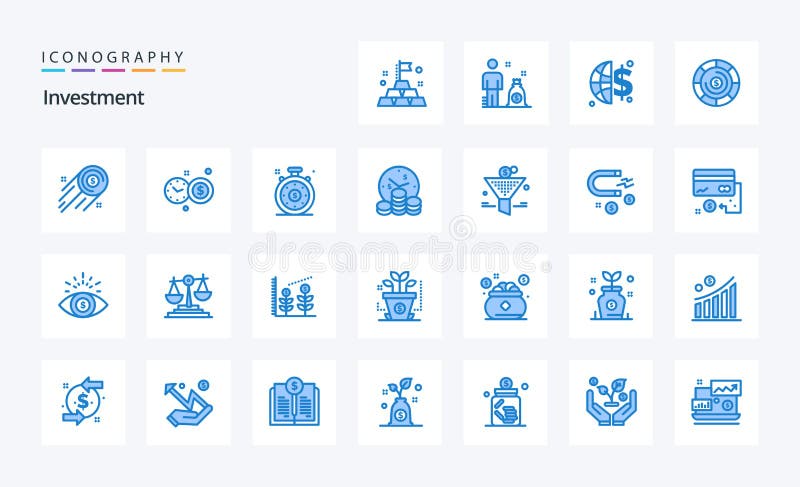 25 Investment Blue Icon Pack Stock Vector - Illustration of decision ...