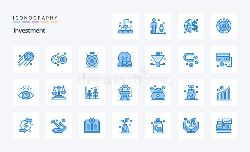 25 Investment Blue Icon Pack Stock Vector - Illustration of decision ...