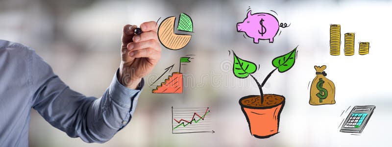 Investment Concept Drawn by a Man Stock Photo - Image of growth ...