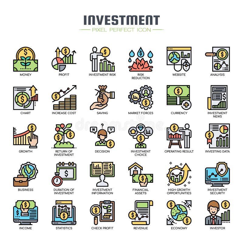 Investment Elements Thin Line And Pixel Perfect Icons Stock Vector Illustration Of Cost