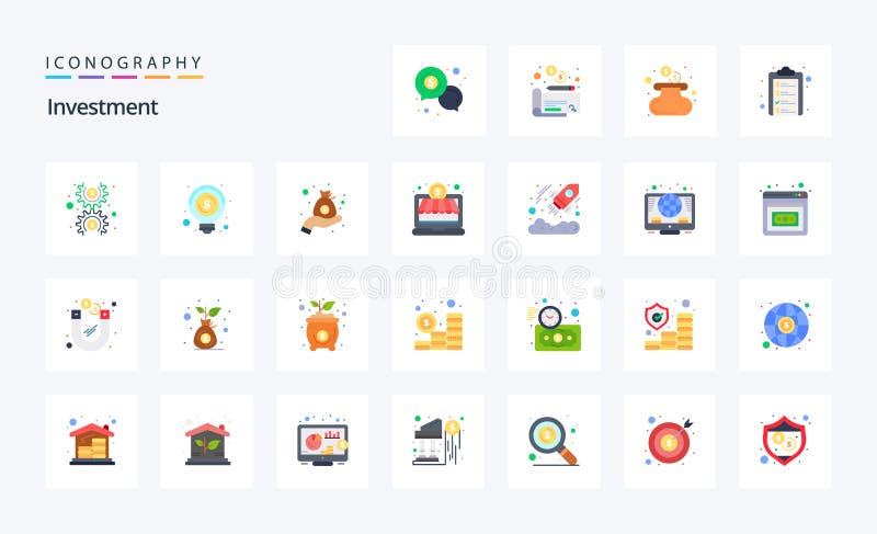 25 Investment Flat Color Icon Pack Stock Vector - Illustration of ...