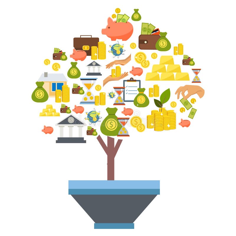 Investment Flat Set stock vector. Illustration of isolated - 209796617