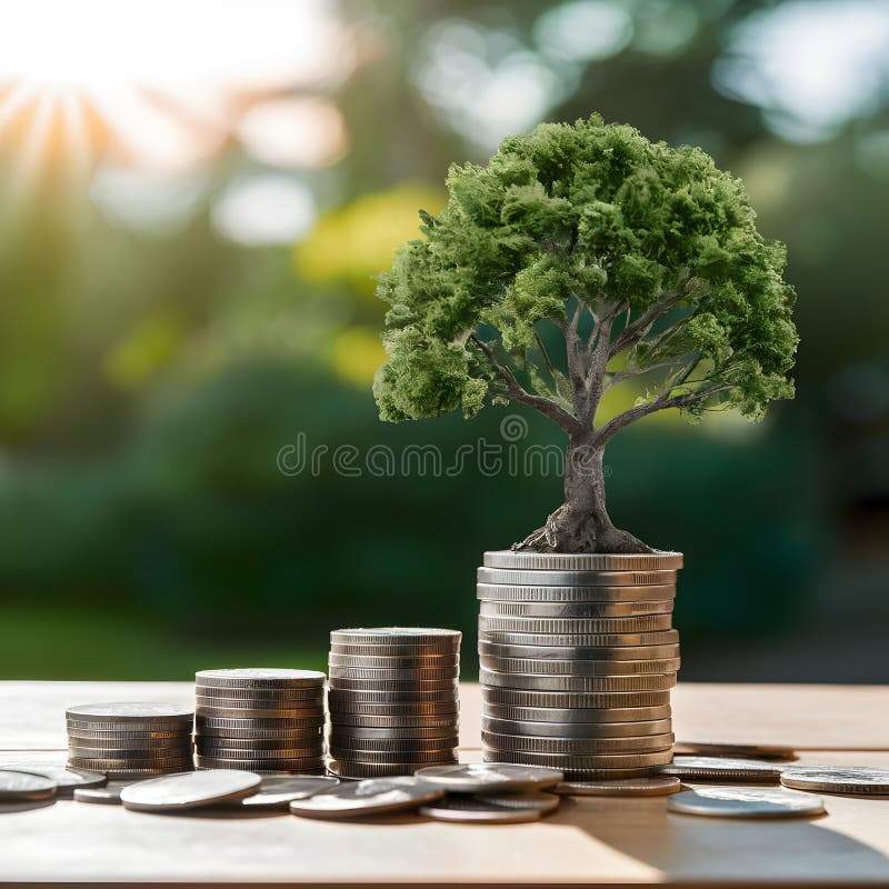 Investment Growth Concept with Stack of Coins and Tree Stock ...