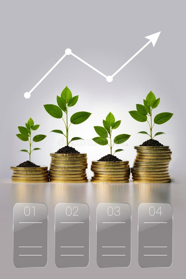 Investment Growth Using Metaphorical Example of Plant Growing on Stack ...