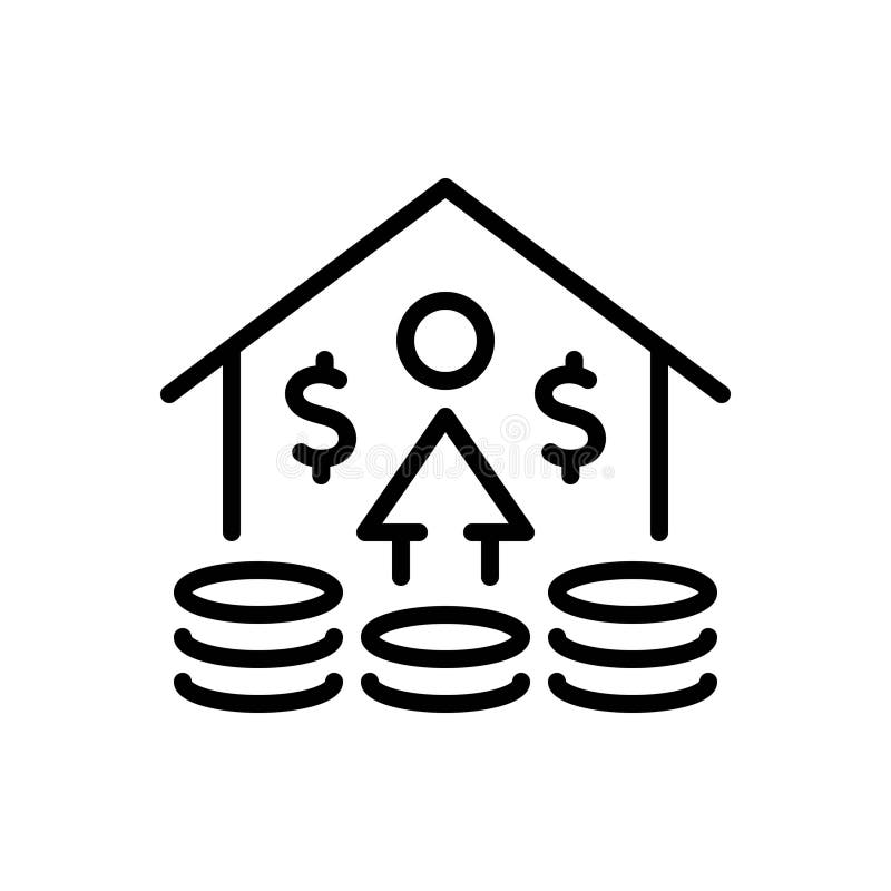 Black Line Icon for Investment, Financing and Buying Stock Illustration ...