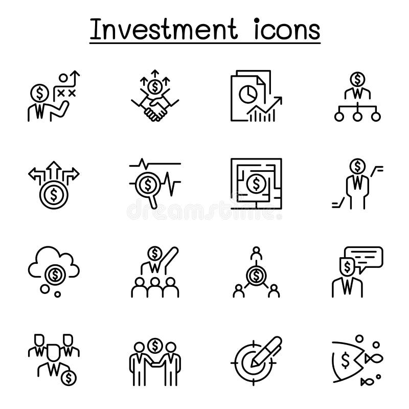 Investment Icon Set in Thin Line Style Stock Illustration ...
