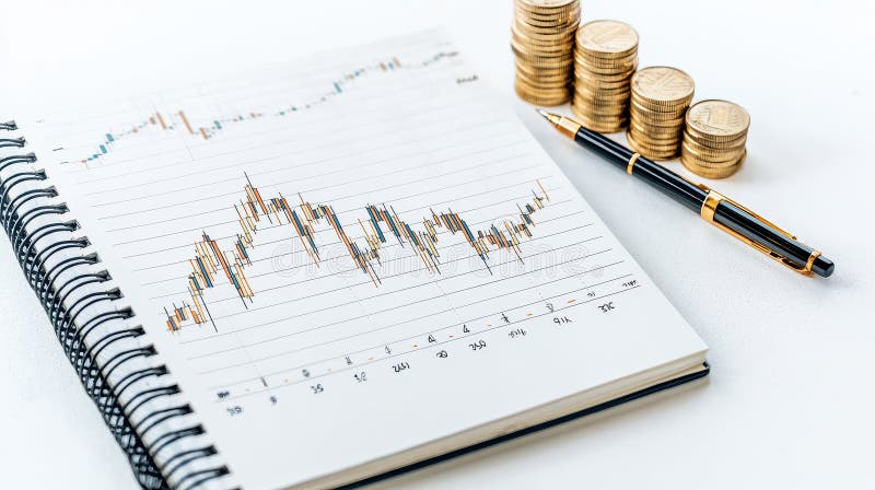 Investment Journal with Charts and Coins Stock Illustration ...