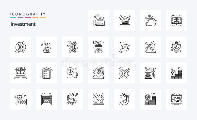 25 Investment Line Icon Pack Stock Vector - Illustration of cost ...