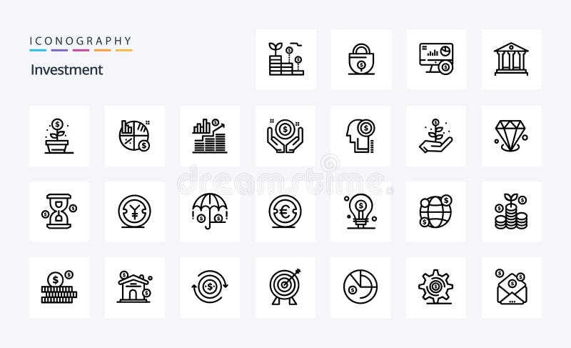 25 Investment Line Icon Pack Stock Vector - Illustration of graph ...