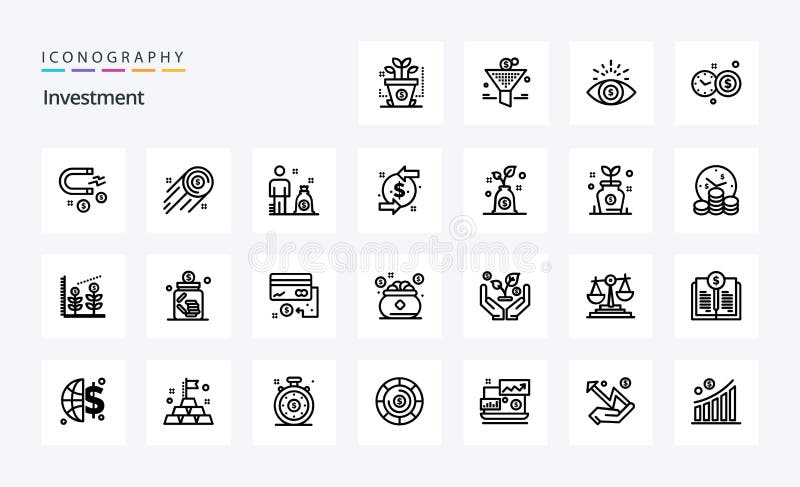25 Investment Line Icon Pack Stock Vector - Illustration of time ...