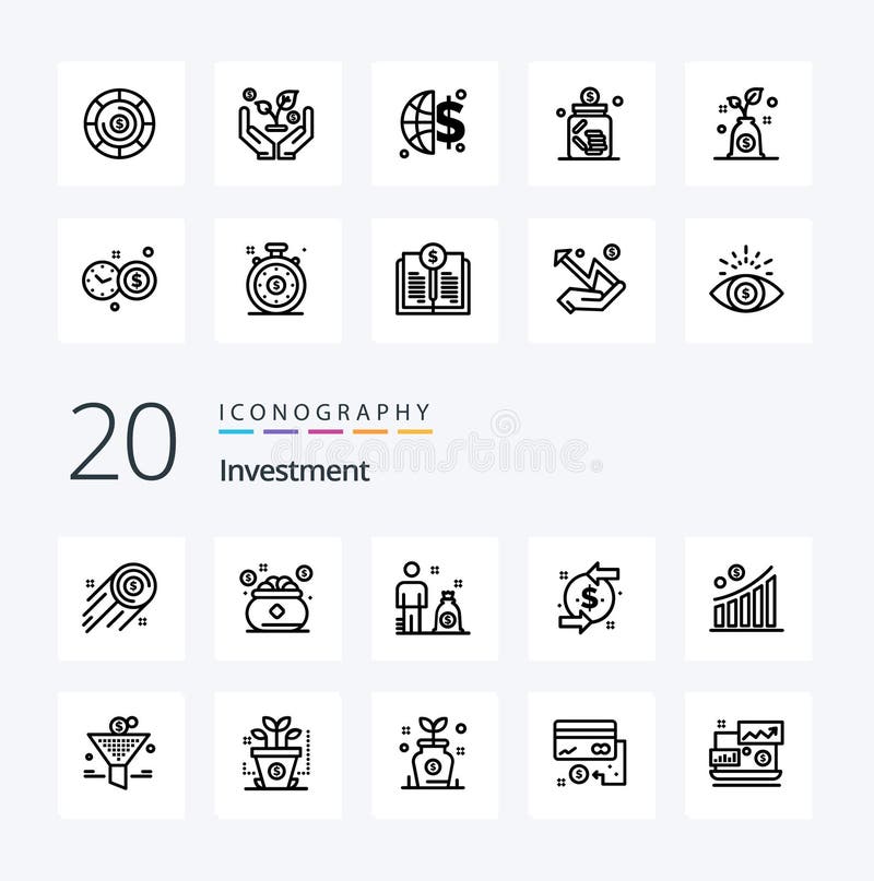 20 Investment Line Icon Pack Like Graph Investment Saving Dollar Back ...