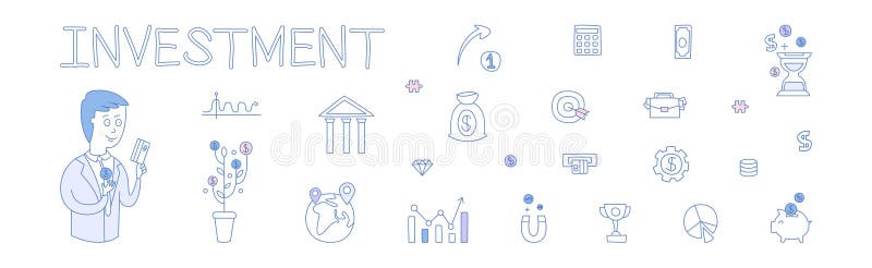 Investment Line Object and Elements Vector Set Stock Vector ...
