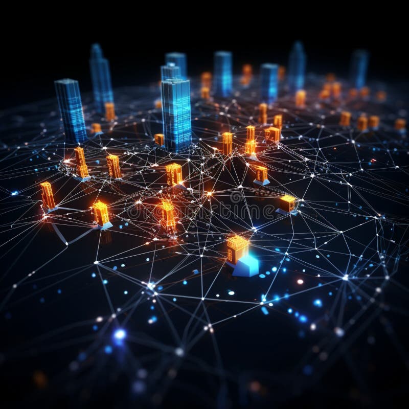 Investment Network in Abstract Nodes and Arrows Stock Image - Image of ...
