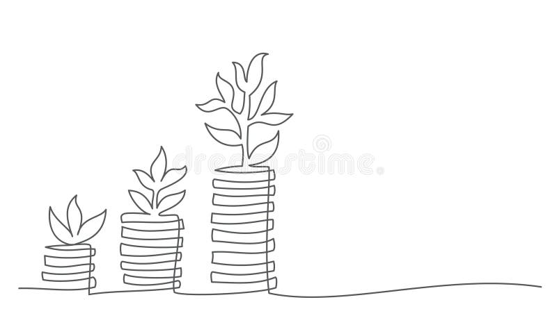 Investment One Line Drawing Isolated on White Background Stock Vector ...