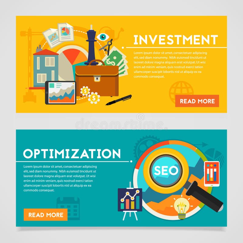 Investment and Optimization Concept Banners Stock Vector - Illustration ...
