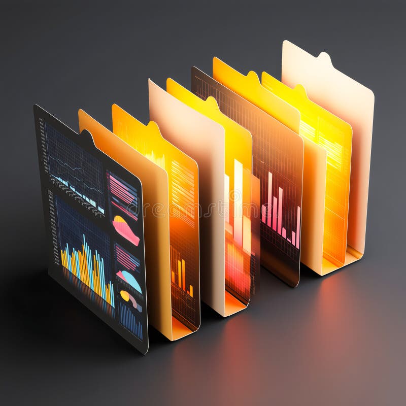 Investment Portfolio Folder Opening To Reveal Glowing Charts and Graphs ...