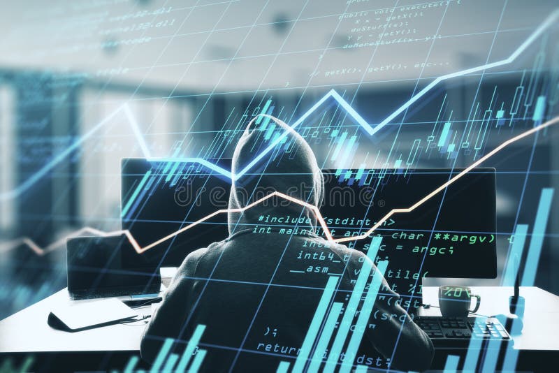 Investment Security Concept with Hacker Back with Computers and Digital ...