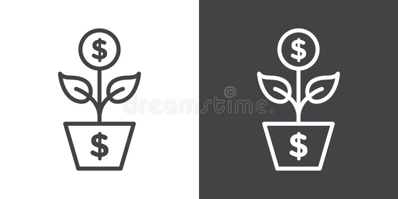 Investment Tree Icon Flat Vector Set Outline Stock Vector ...