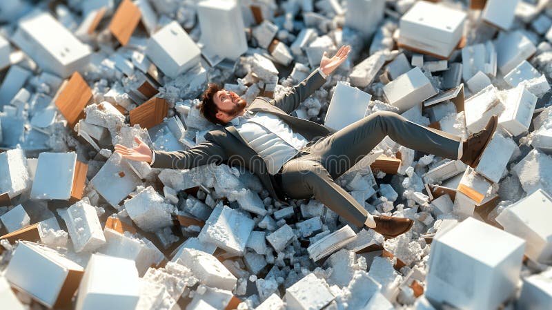 Investor Falling into a Pit of Failed Startups, Depicting ...