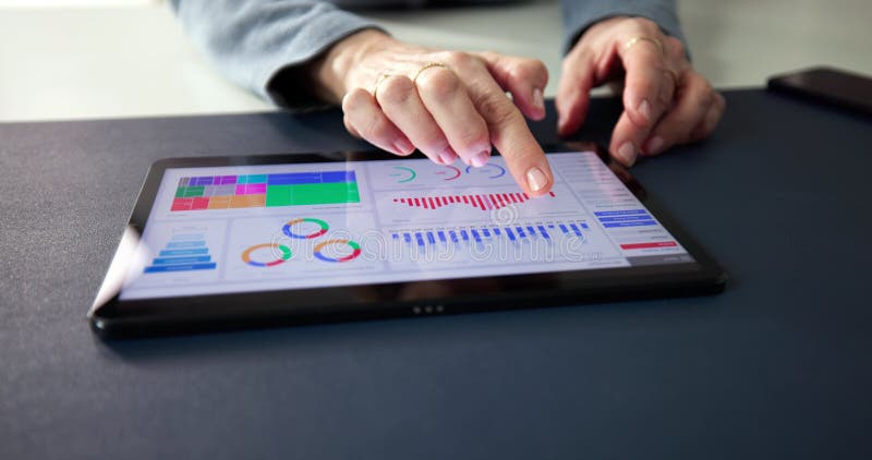 Investor KPI Analytics Graph. Hand Pointing Stock Photo - Image of data ...