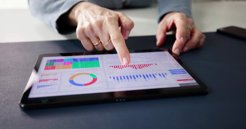 Investor KPI Analytics Graph. Hand Pointing Stock Photo - Image of ...