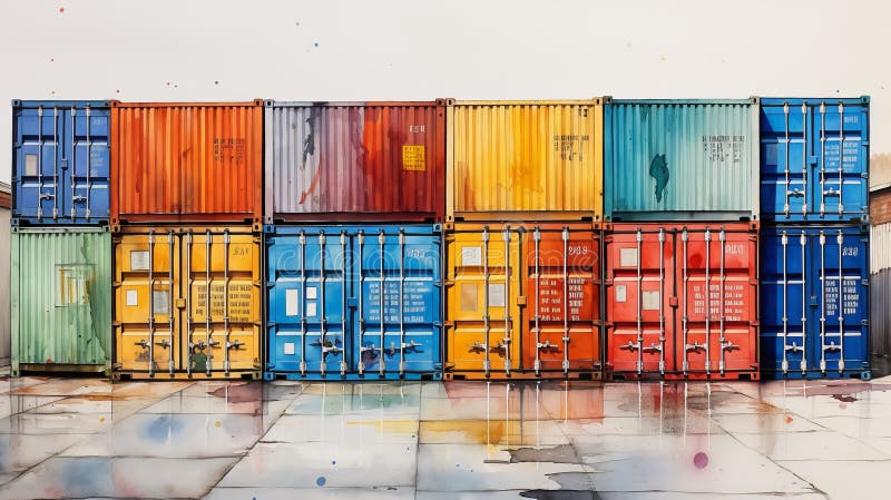 An Invigorating Display of Vibrant Shipping Containers Aligned at the ...