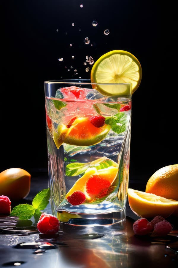 Invigorating Fruit-infused Water Elegantly Presented in a Sparkling ...