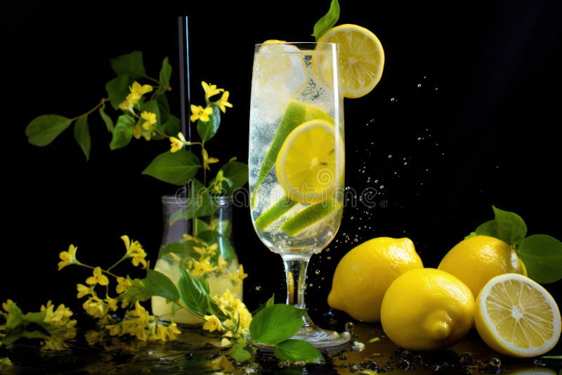 Invigorating Lemon Sparkling Drink. Generate Ai Stock Illustration ...