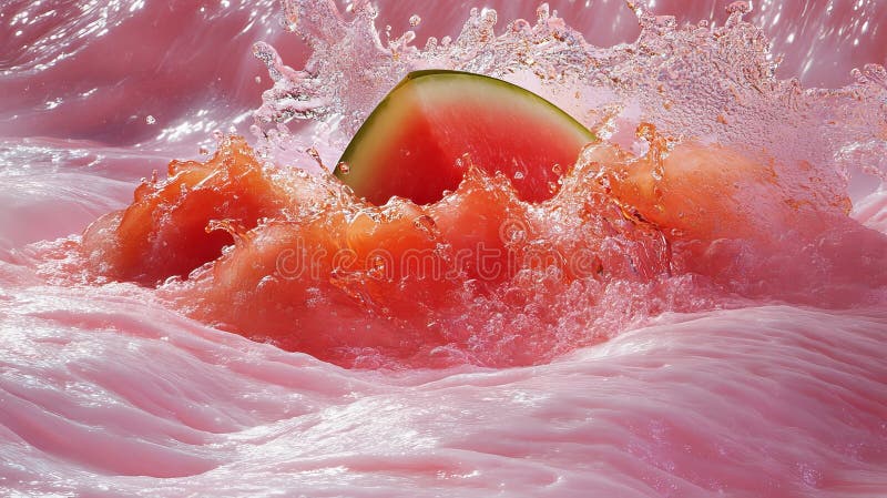 Invigorating Watermelon Splash Featuring Succulent Slices and Water ...