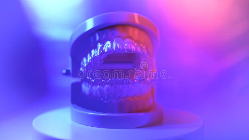 Invisible Dental Braces Teeth Aligners with Light Effects. Plastic ...