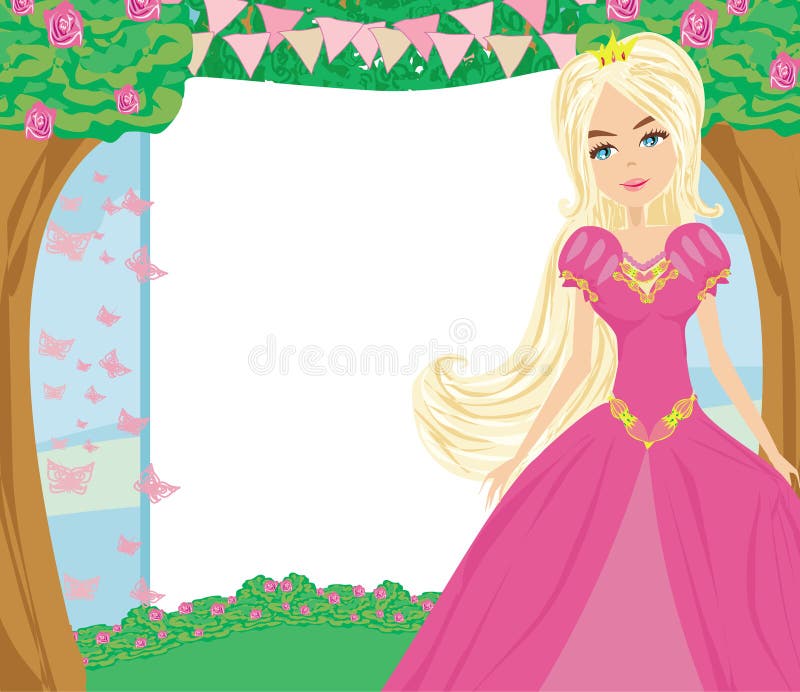 Invitation with a Beautiful Sweet Princess - Floral Frame Stock ...