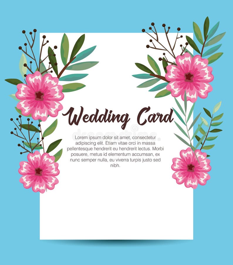 Invitation Card with Beautiful Flowers and Leafs Stock Vector ...