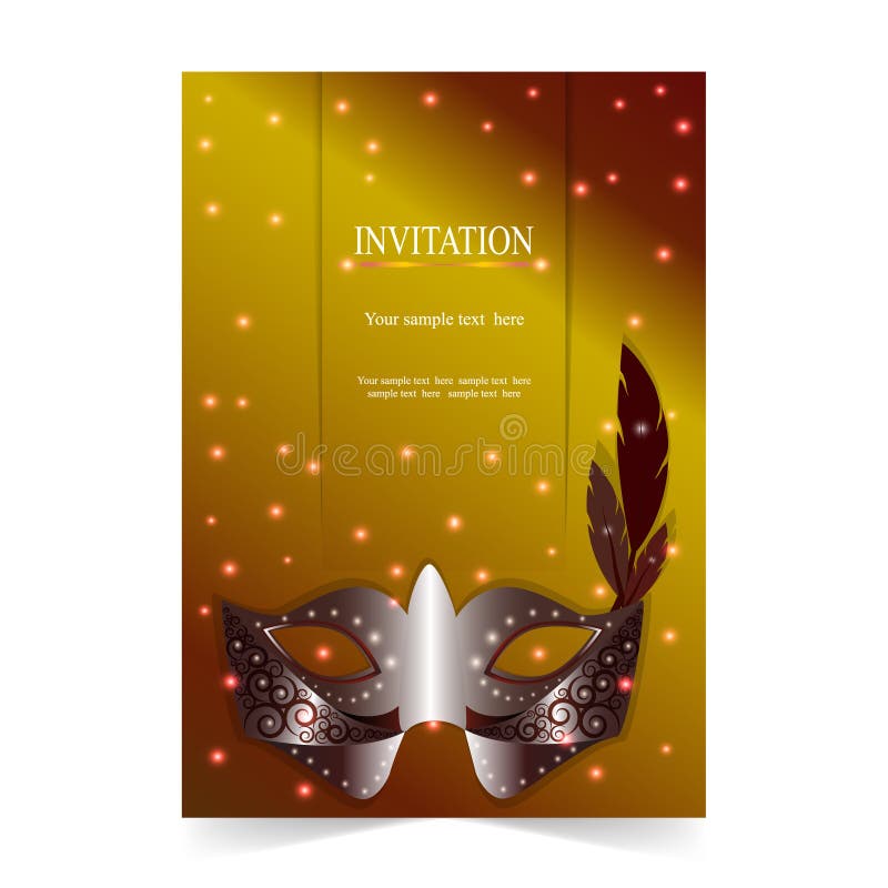 Invitation Card, with Carnival Mask Background Stock Vector ...