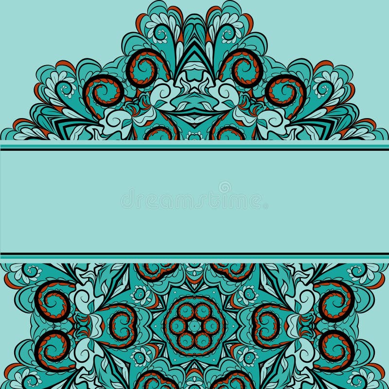 Invitation card cyan stock vector. Illustration of folk - 29347306