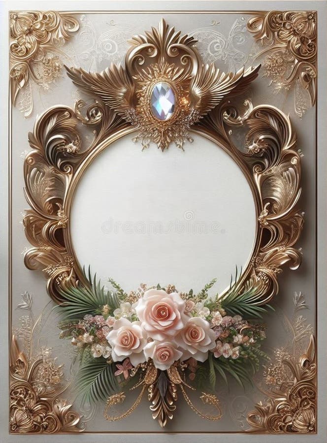 Elegant Floral and Gold Frame Invitation Card Design for Formal Events ...