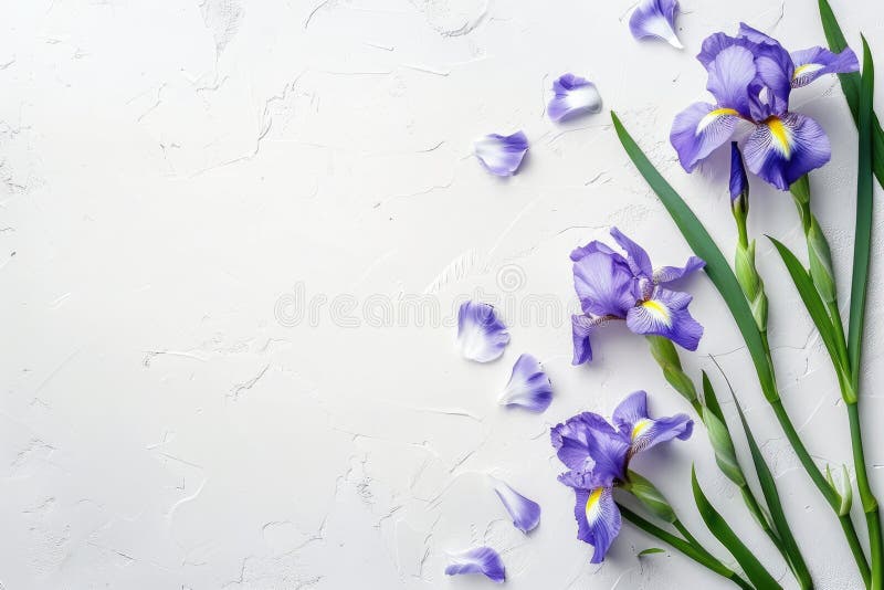 Invitation Card Design with Iris Flowers only, White Background Stock ...