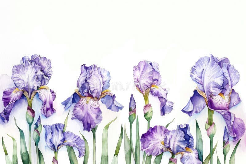 Invitation Card Design with Iris Flowers only, White Background Stock ...