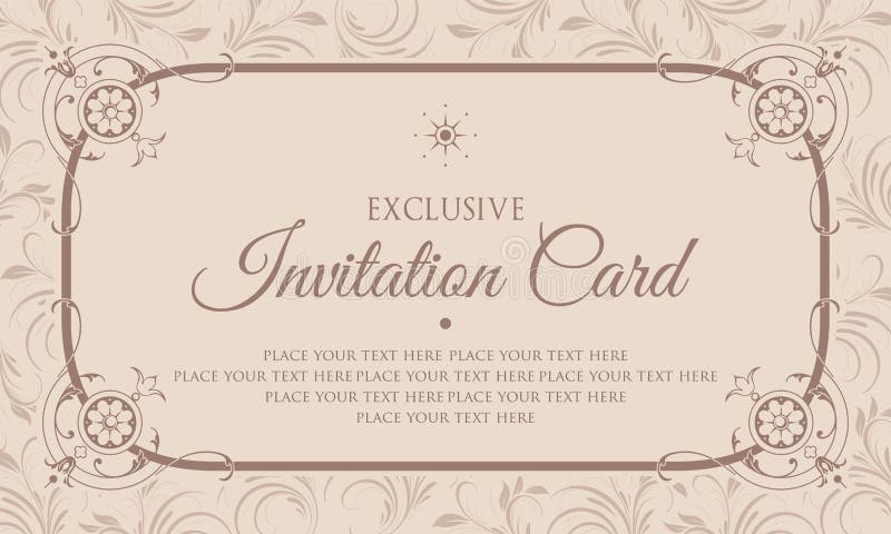 Invitation Card Design in Vintage Style Stock Vector - Illustration of ...