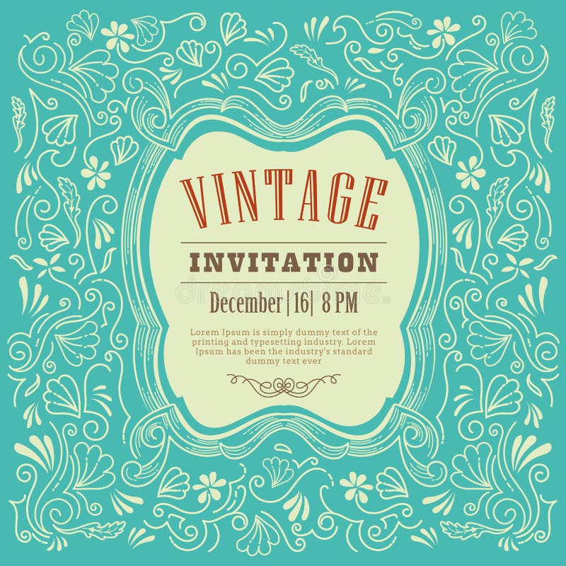 Invitation Card Design Vintage Template Stock Vector - Illustration of ...