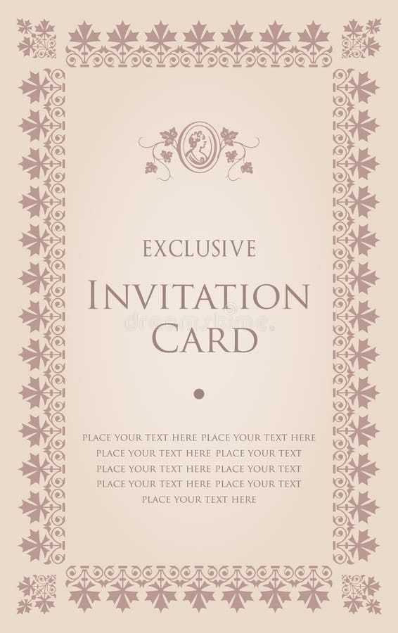 Exclusive Invitation Card Template Design in Vintage Style Stock Vector ...