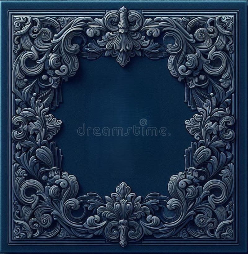 Elegant Navy Blue Floral Invitation Frame Design Stock Illustration ...