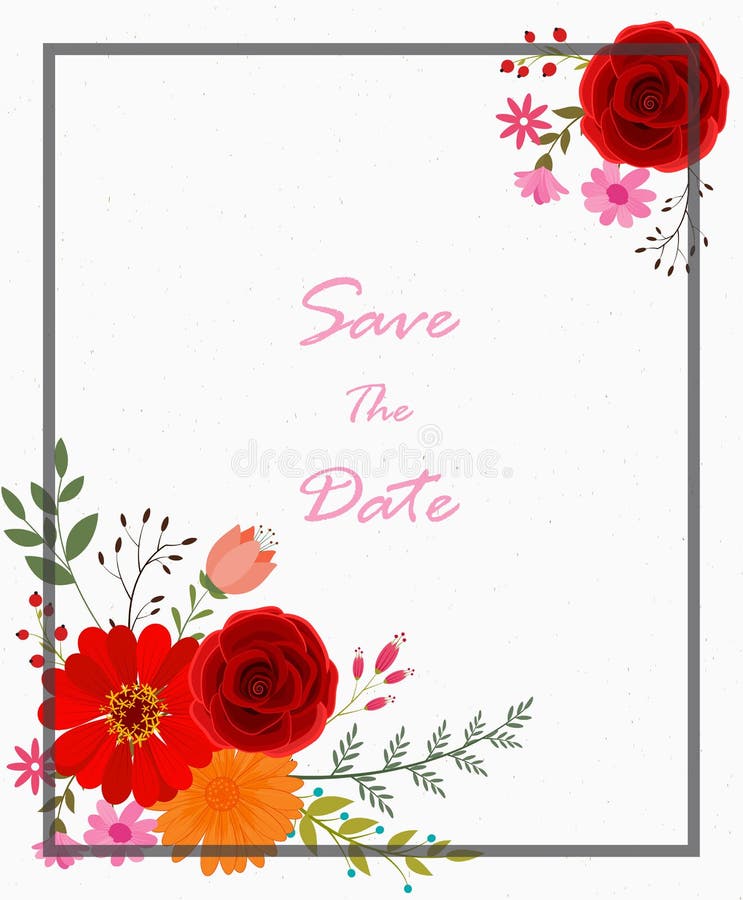 Invitation Card with Flowers Stock Vector - Illustration of element ...