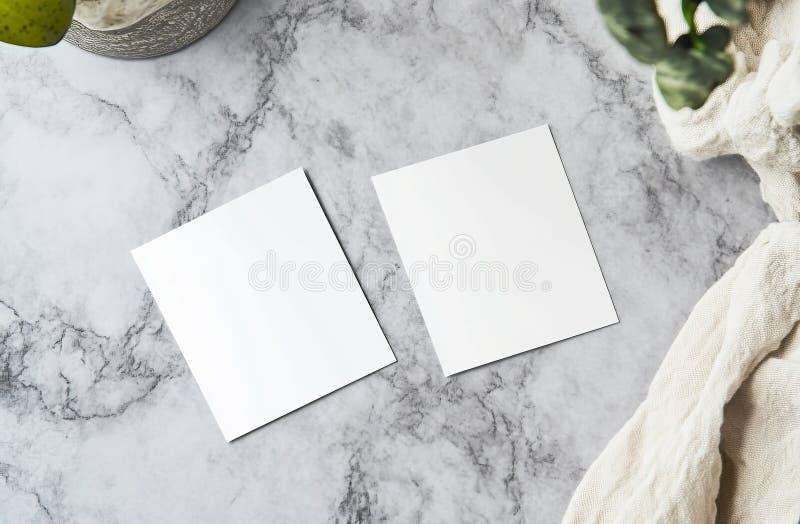 Invitation Card or Flyer Mockup in Square Format with Textured ...