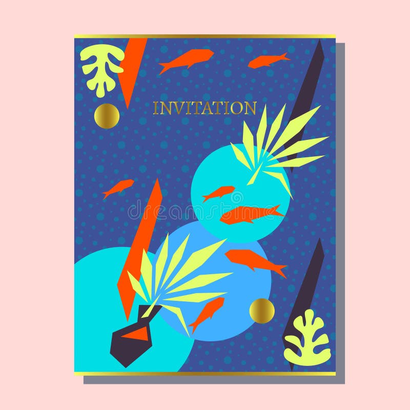 Greeting Invitation Card Template Design with Modern Abstract Elements ...