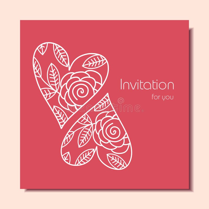 Invitation Card with Hearts Stock Vector - Illustration of typography ...
